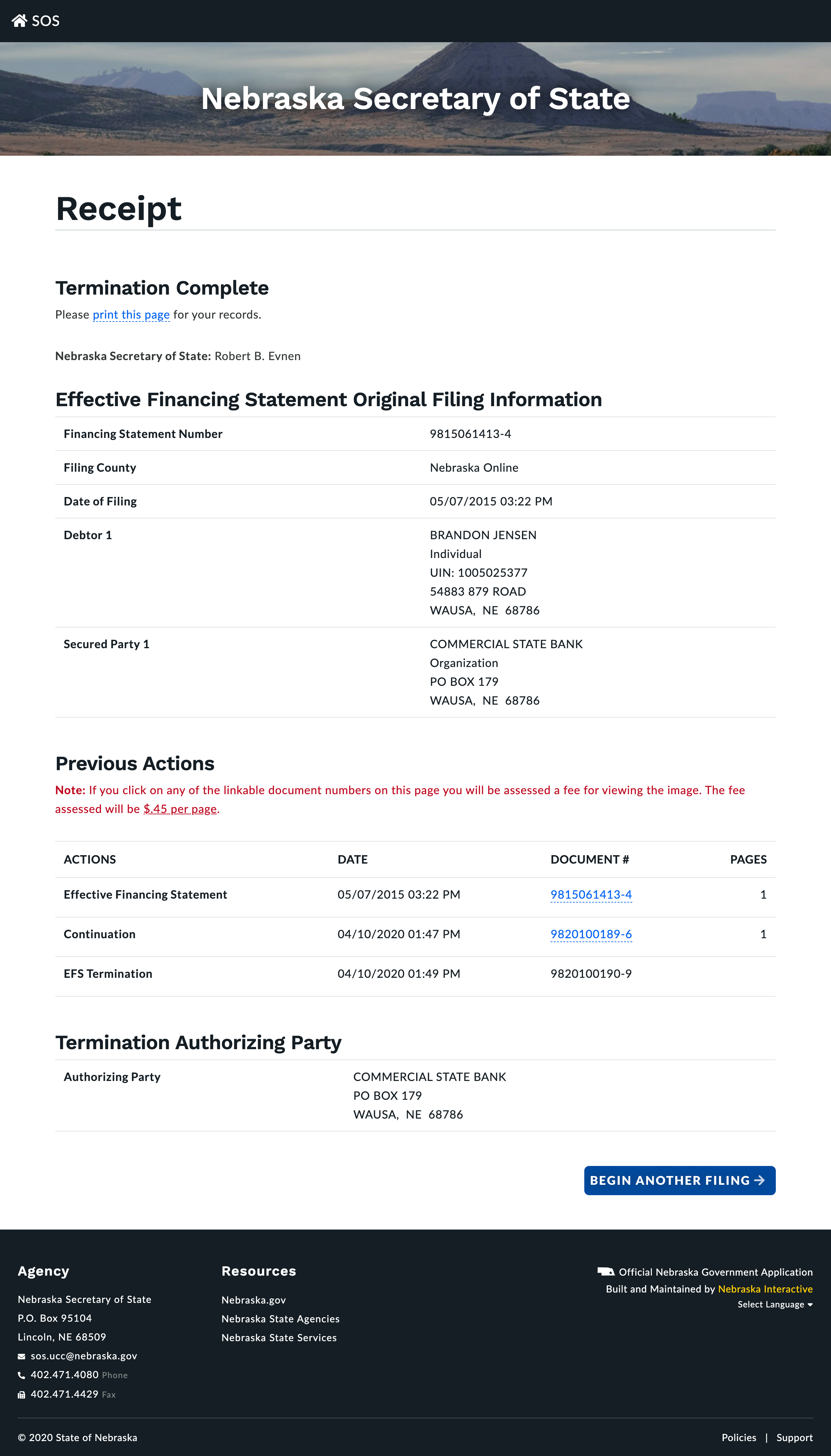 EFS Continuation Demo | Nebraska Secretary of State